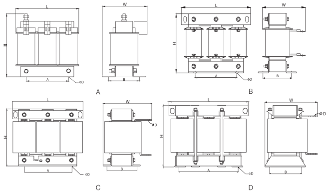 Three Phase 50 60Hz AC Output Reactor IP00-IP22 Protection Class